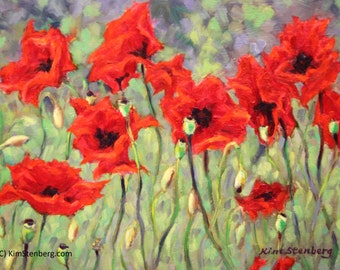 Red poppy painting | Etsy