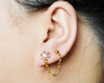 Double lobe piercing | Etsy