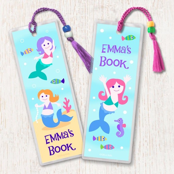 Kid's Personalized Mermaids Bookmarks Girls Ocean by ArtAppeel