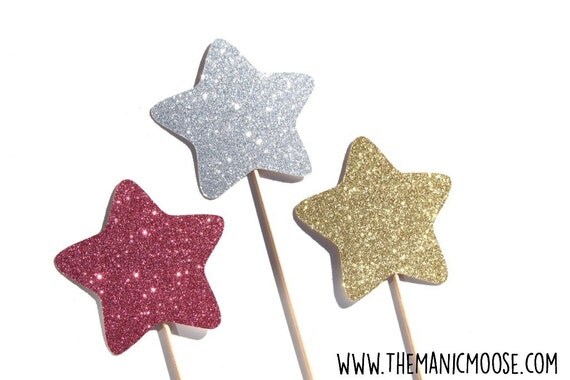 Magic Wand Photo Booth Props Set of 3 Glitter Wands