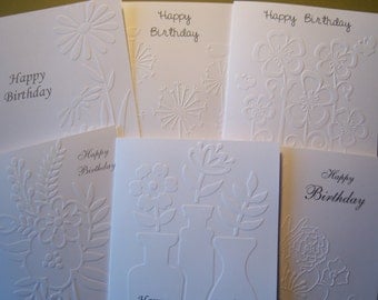 Set of 5 Embossed Birthday Cards by TijaCreations on Etsy