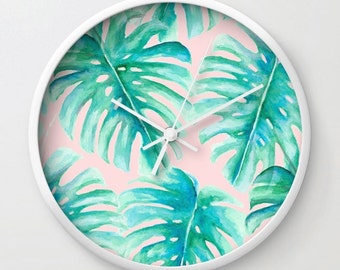 Items similar to Watercolor wall clock, modern home decor, watercolor ...