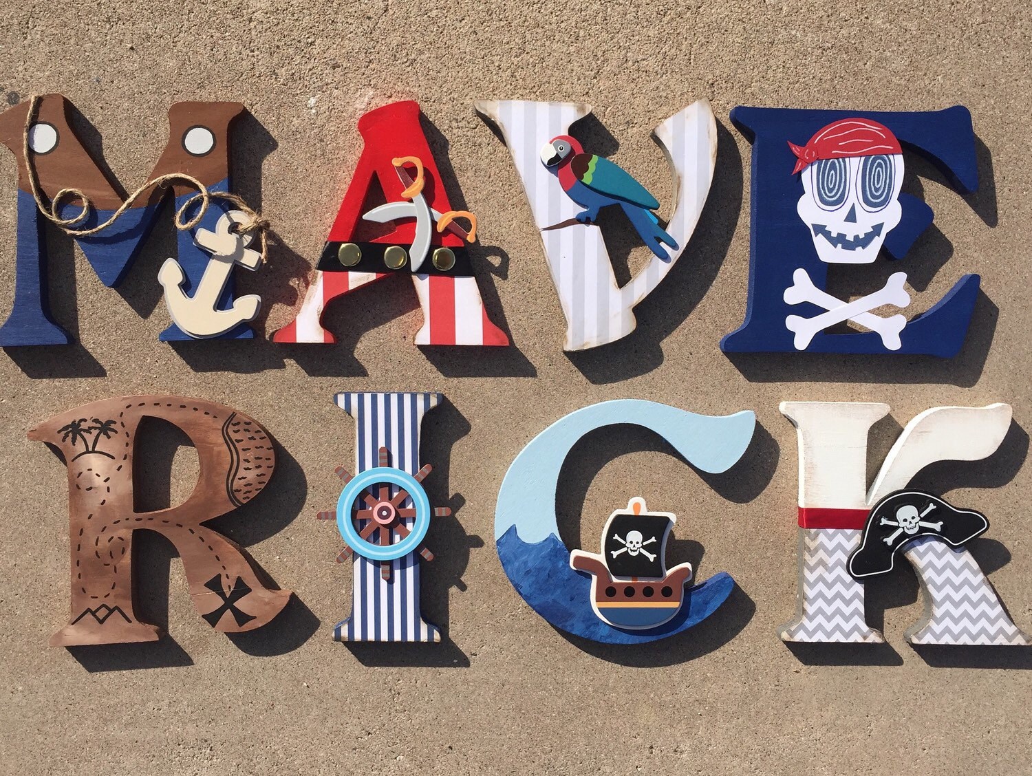 Pirate Wooden Letters Pirate Letters Custom by KidMuralsbyDanaR