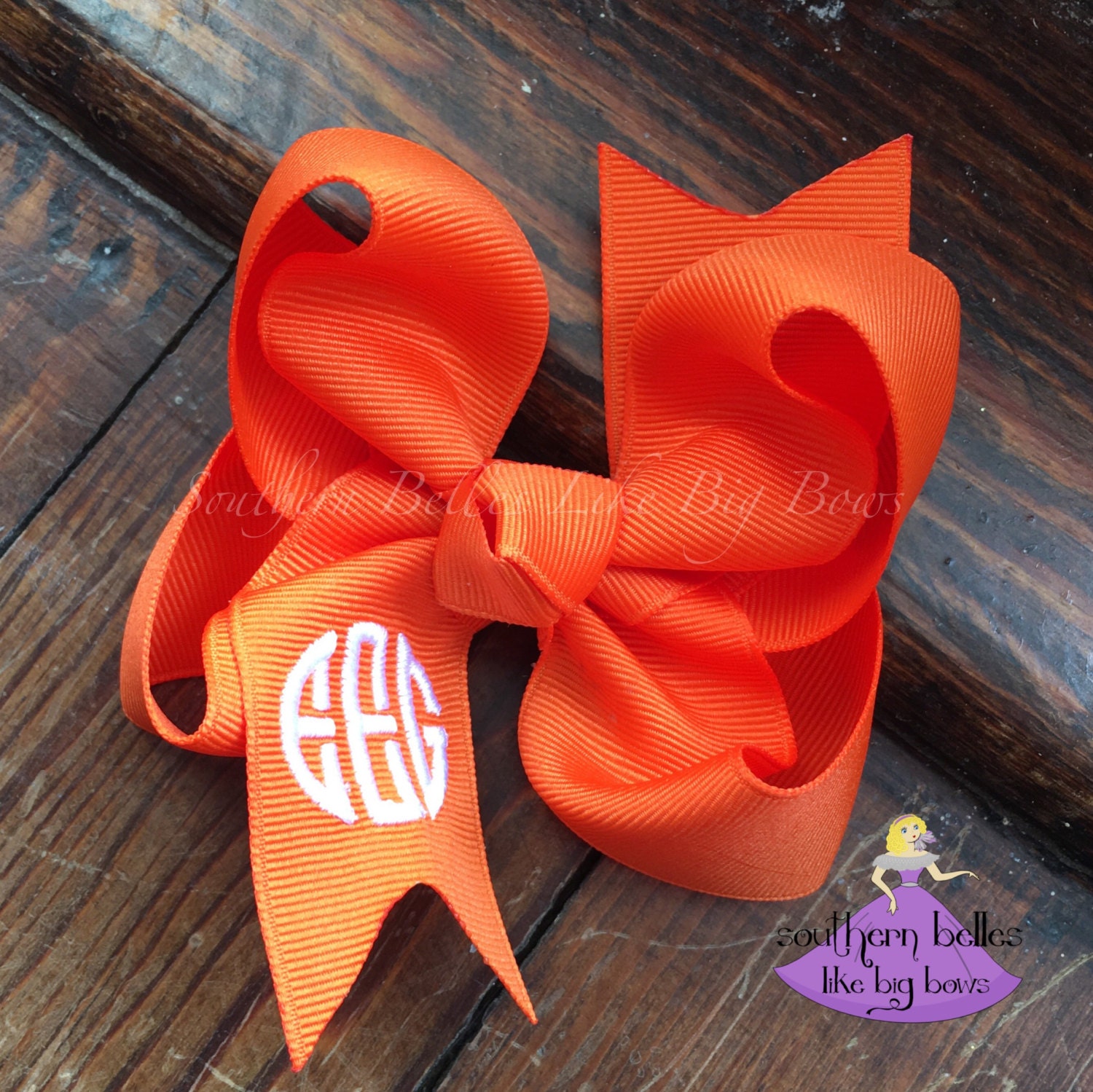 Bow with Monogram Monogrammed Bow Small Bow with Circle