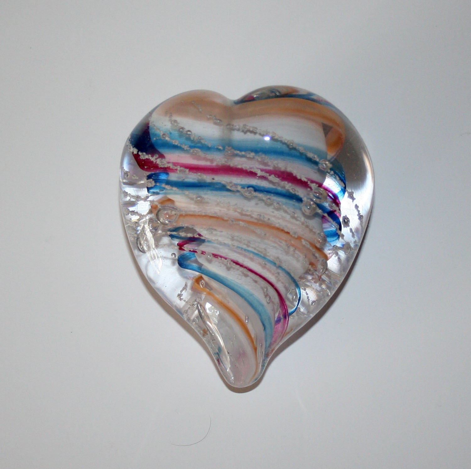 Memorial Glass Heart Paperweight Cremation Ashes Pet