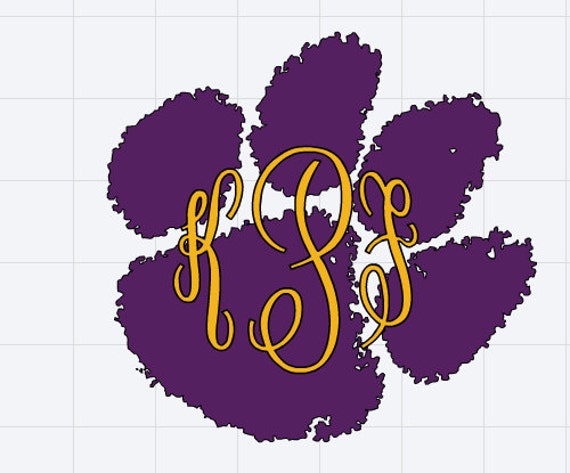 Monogrammed LSU Tigers Paw Print Decal