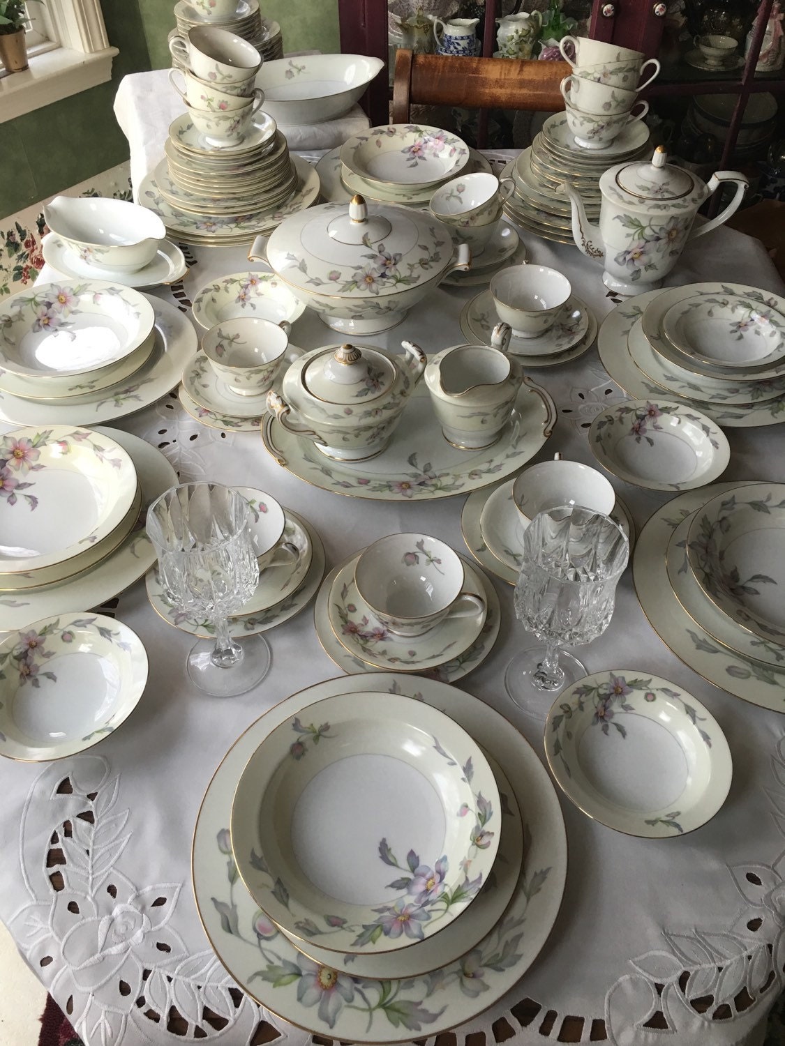 Service for 12 Sango Complete Dinnerware by LindsayJanesCottage