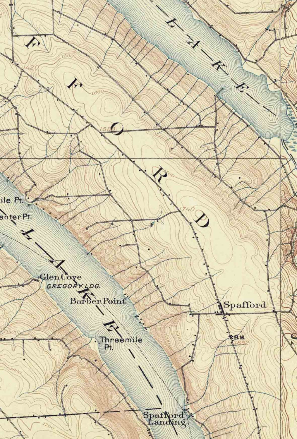 Otisco & Skaneateles Lakes 1902 USGS Old Topographic Map