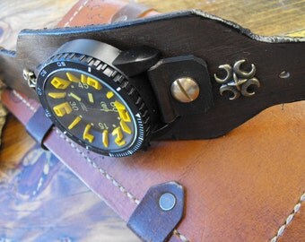 Leather wrist cuff | Etsy