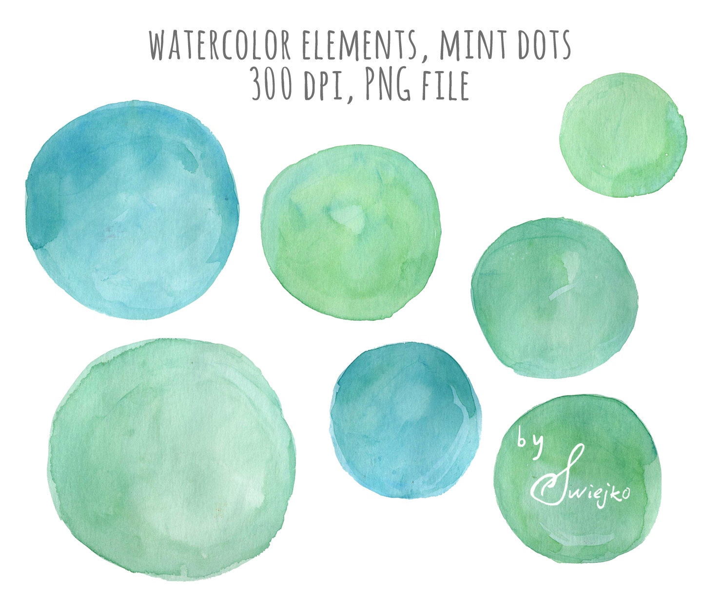 Digital Clipart Watercolor Dots Hand Painted Clipart Dots