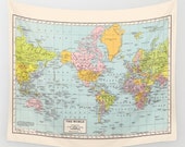 World map tapestry | Etsy