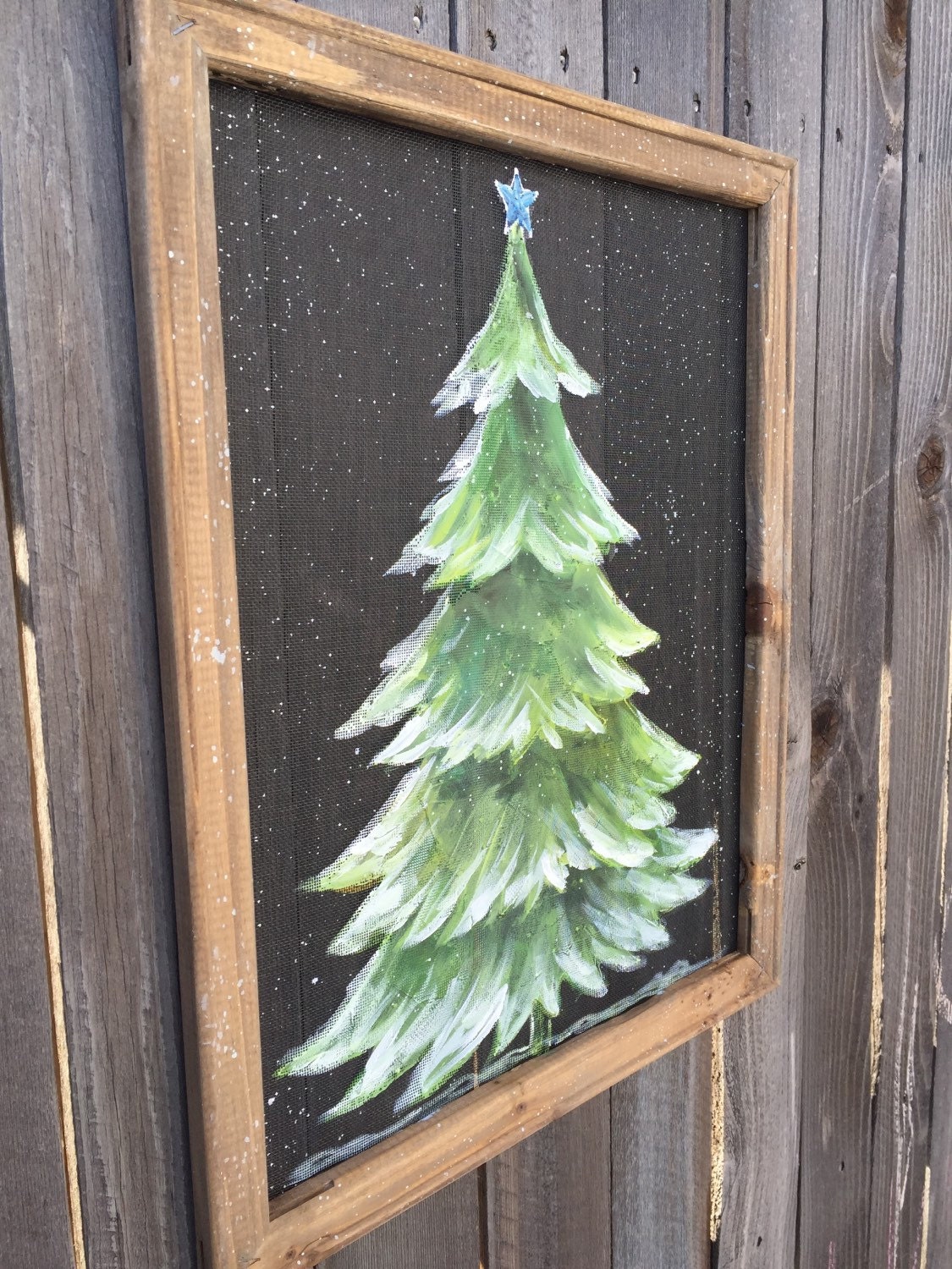 Christmas treeChristmas tree window screen art Rustic