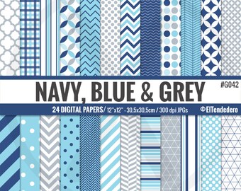 Papel digital azul | Etsy