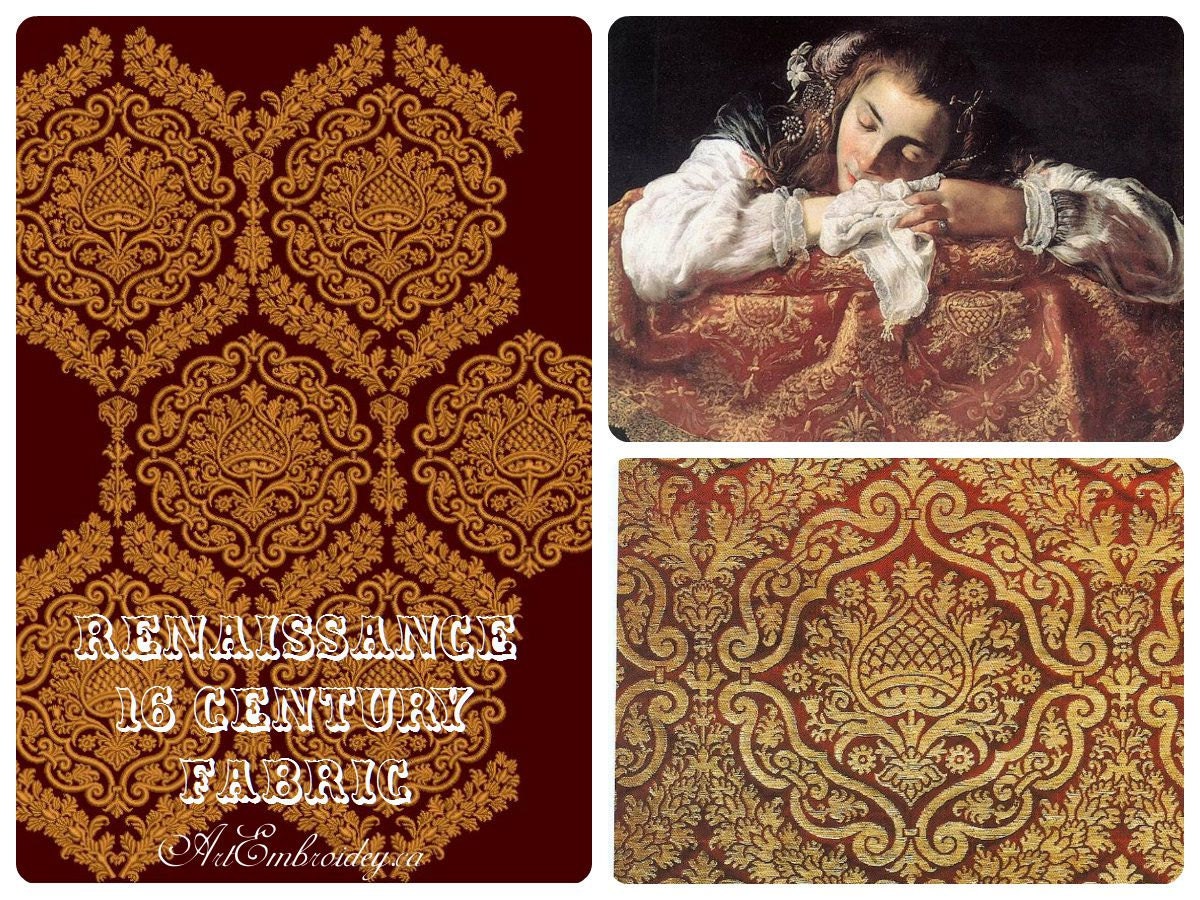 Renaissance Italian or Spanish Fabric Pattern Embroidery
