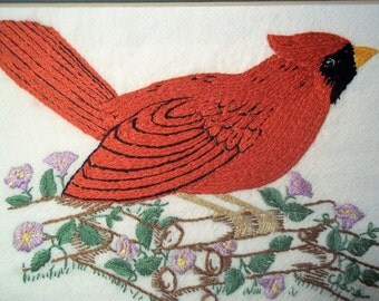 Embroidered cardinal | Etsy