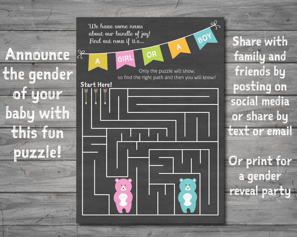 Gender Reveal Puzzle instant download JPEG gender reveal