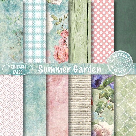 Summer digital paper Flowers Floral Garden by PrintableTales