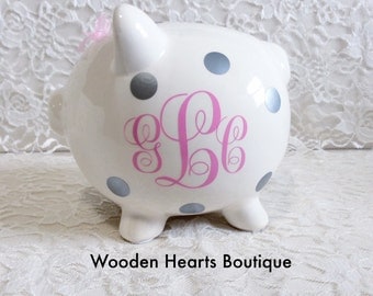 Polka dot piggy bank | Etsy