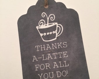 Thanks a latte tags | Etsy
