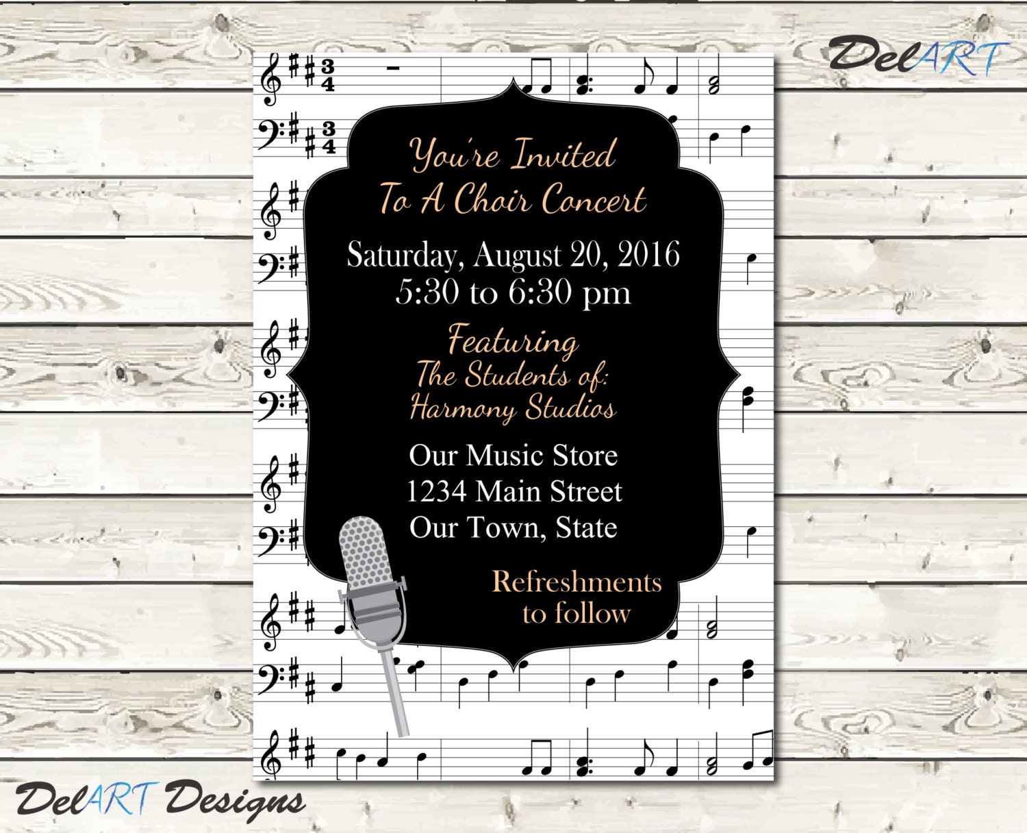Piano Recital Orchestra Concert Invite Music by DelARTDesigns
