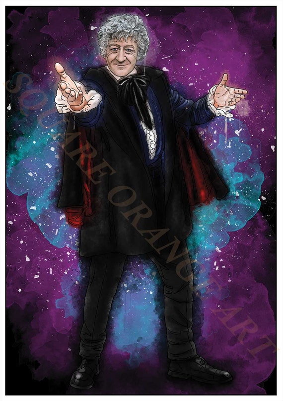 Third Doctor Jon Pertwee 3rd Dr Who Splash Style A4 Original