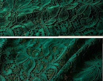 Green lace fabric | Etsy