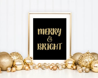 Christmas Printable Art Print 8x10 Sparkle Gold by AmyWestDesigns
