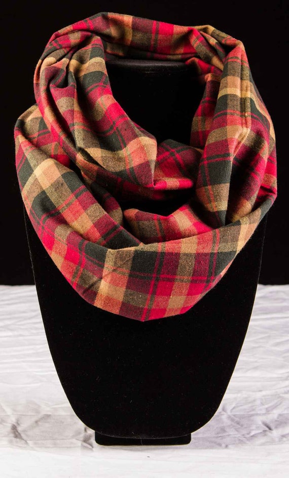 Canadian Maple Leaf Tartan Infinity Scarf by SewEastCoast on Etsy