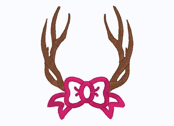 Antlers with Bow Monogram Embroidery design
