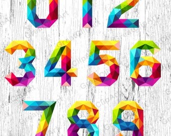 Digital numbers clip art. Gold and silver with