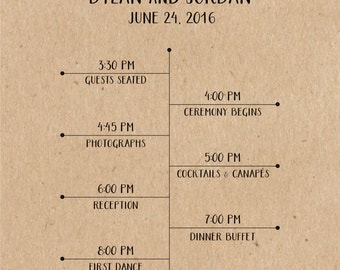 Wedding Party Schedule Timeline with Icons Customized and