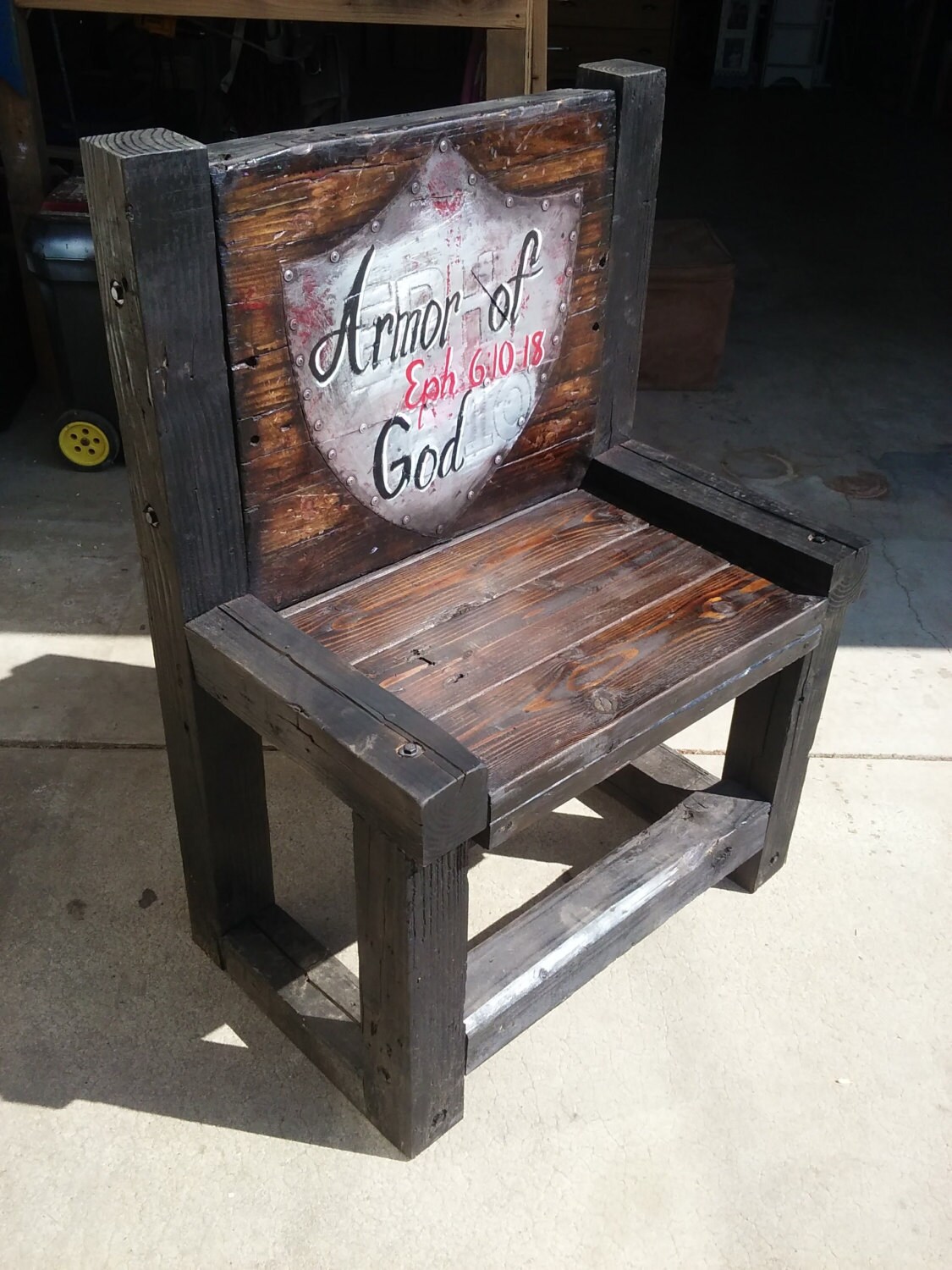 Armor of God Chair Christian Rustic Furniture