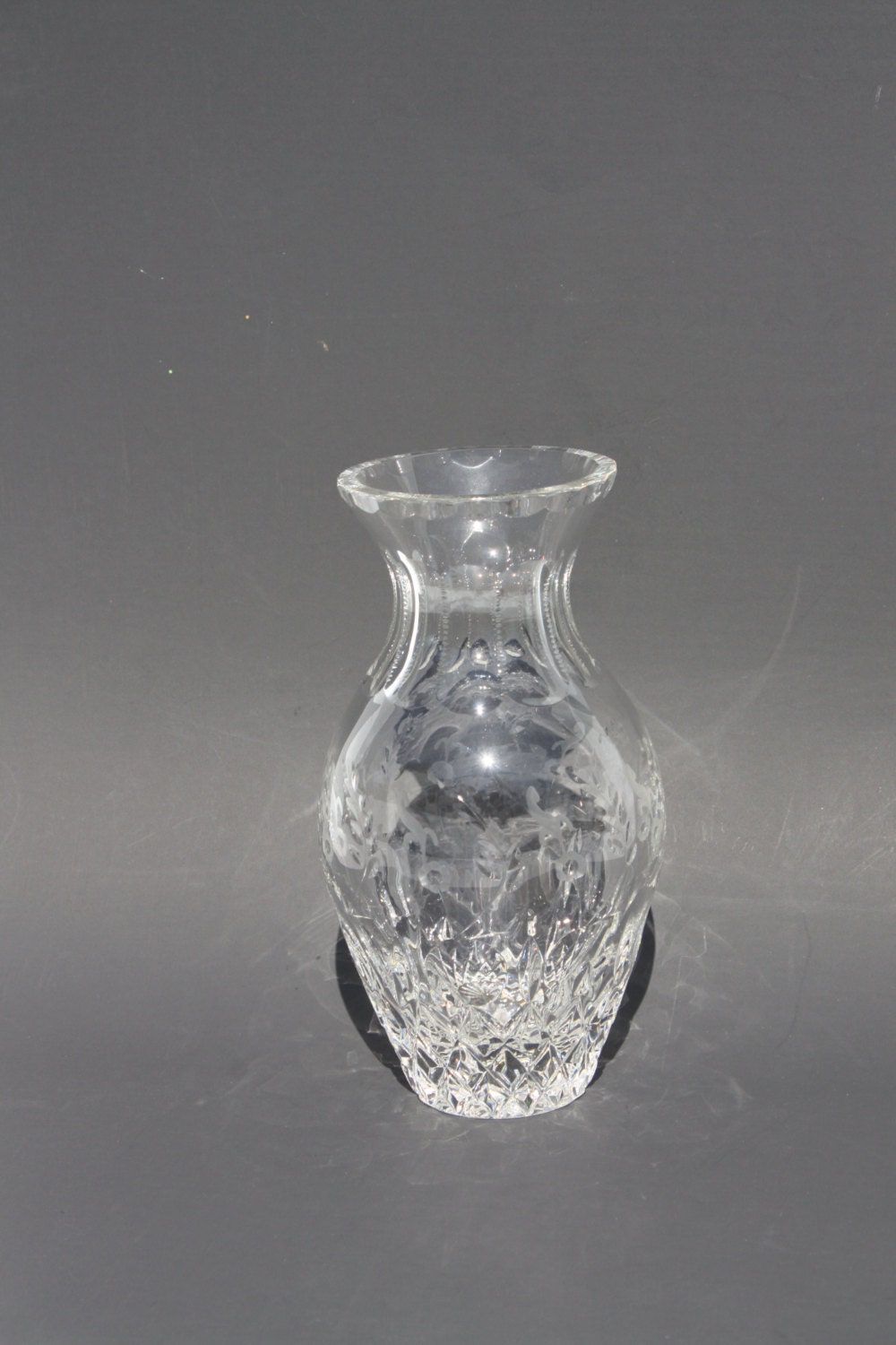 Vintage Rogaska Gallia Crystal Flared Vase Leaded Etched Glass