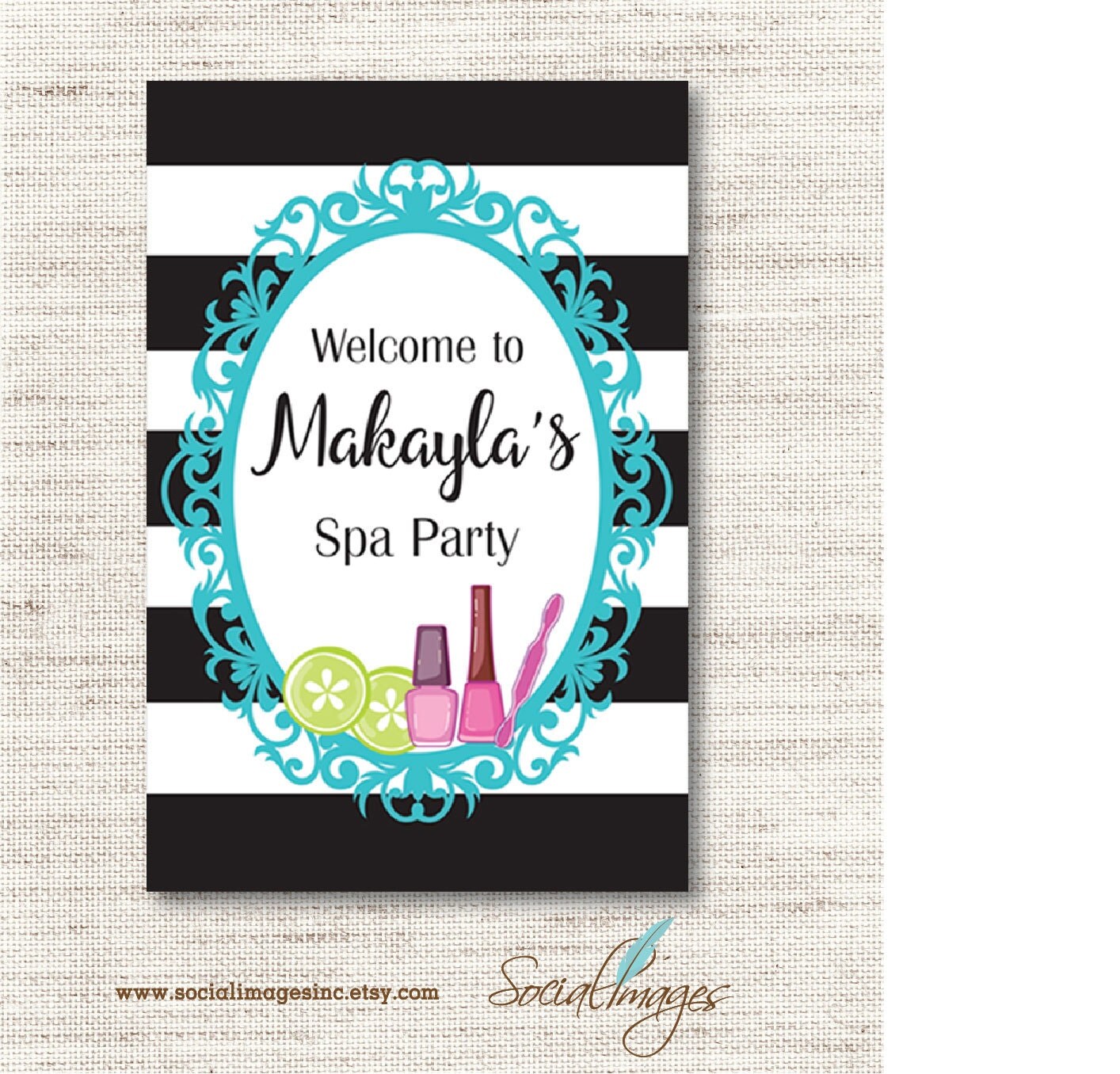 Spa Party Welcome Sign 24 x 36 or 20 X 30 DIGITAL FILE