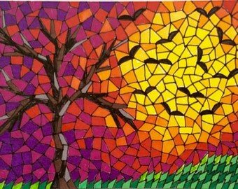Sunset mosaic art | Etsy
