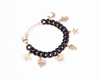 Unique gold charm bracelet related items | Etsy