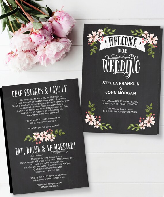 Items similar to Folded Wedding Program Template - DIY Program - Wedding Program - Rustic ...