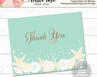 Beach thank you card | Etsy