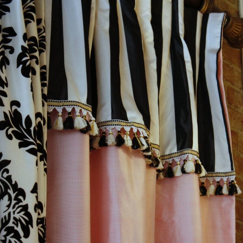 Banded 54x96 Drapery Panels Made in Pink White