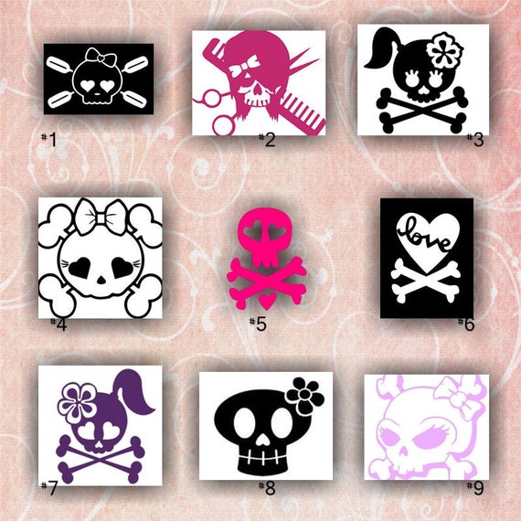 GIRLY SKULLS vinyl decals 1-9 custom car by CreativeStudio805