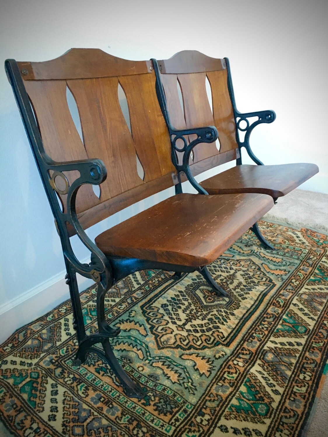 RARE Antique Opera House Theatre Seats – Set of Two Chairs – Lift Up ...