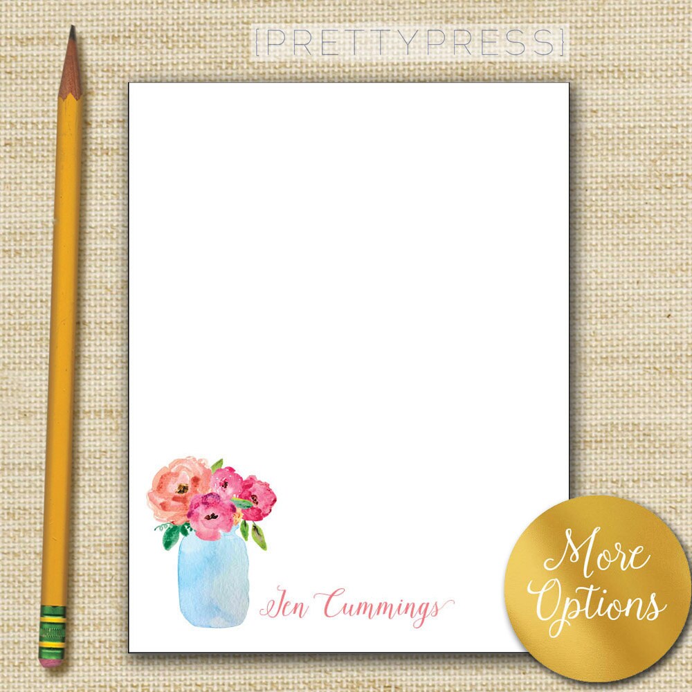 Custom Flower Notepads Wedding Gift Teachers Note by prettypress