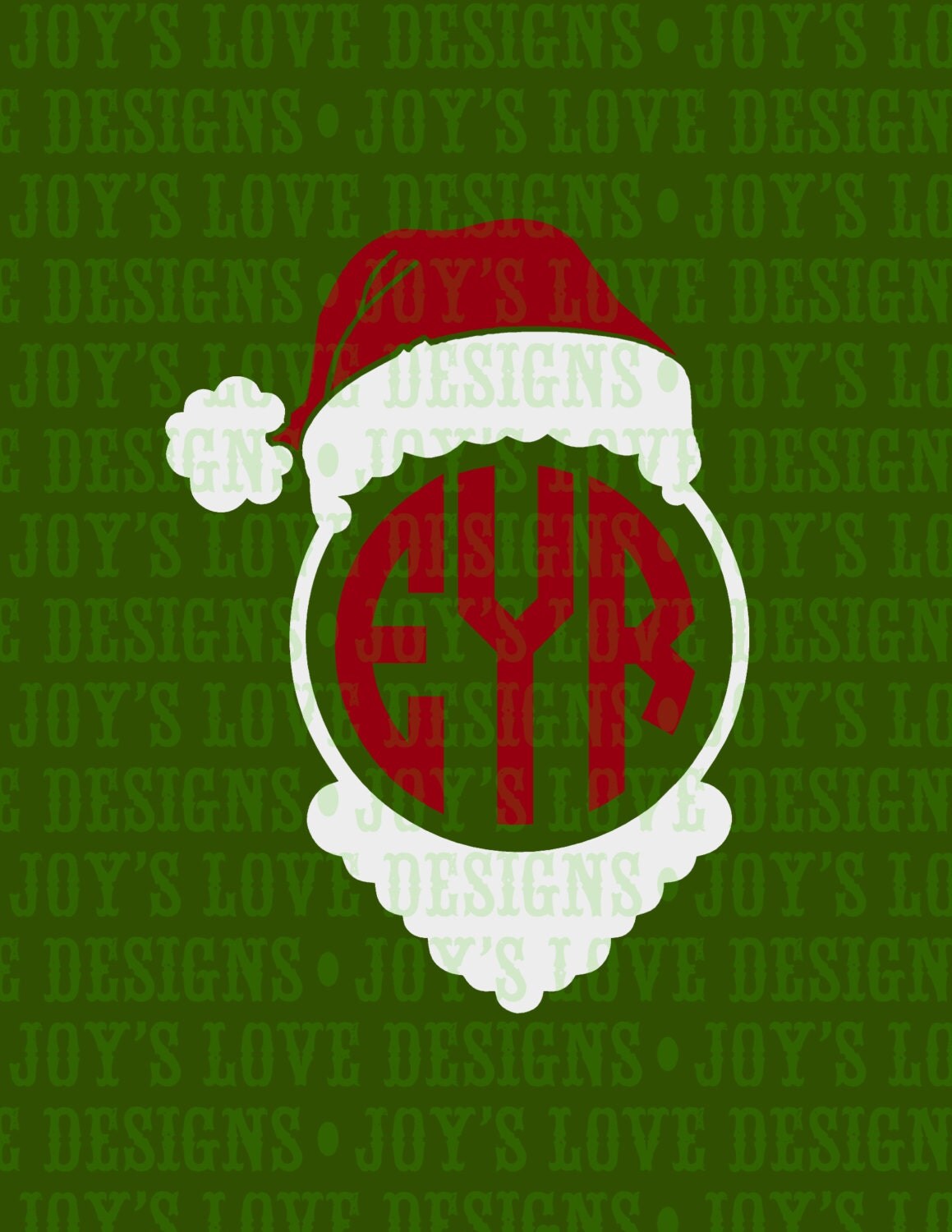 Santa Hat and Beard Monogram Frame SVG DXF and EPS Digital