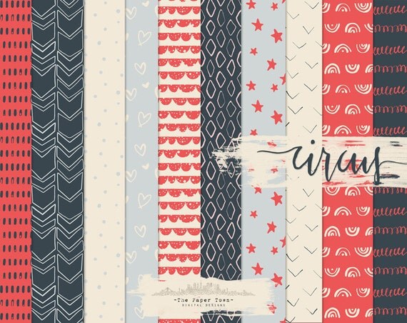 10 Digital Free Hand Doodle Seamless Patterns Hand Drawn