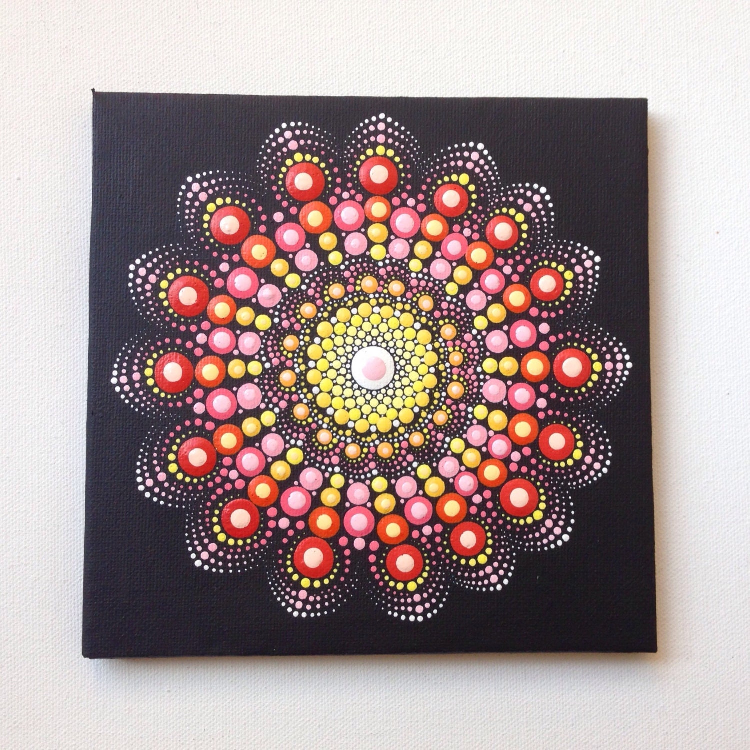 Original Mandala Painting 15x15cm on Canvas Painting Office
