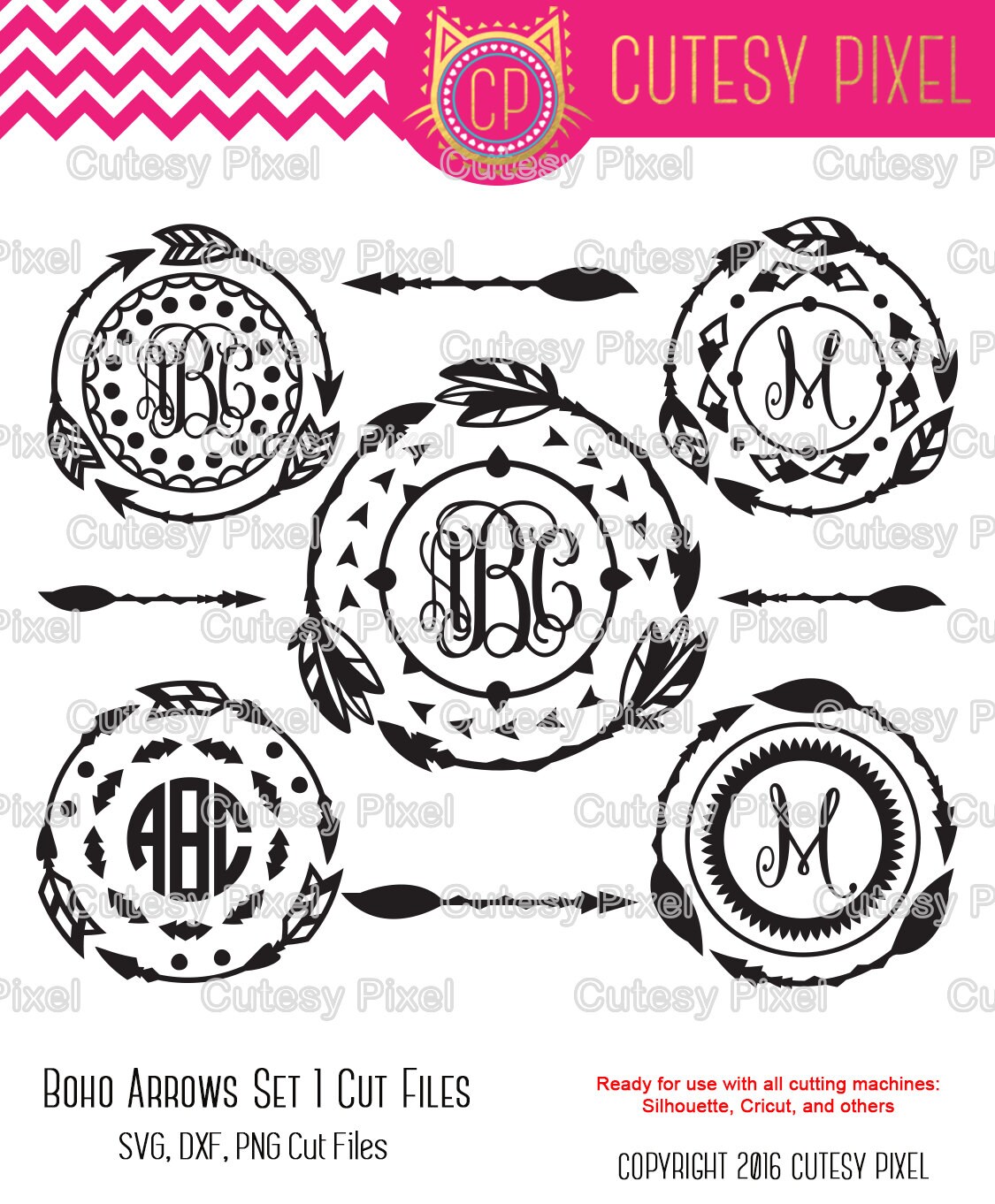 Boho/ Indian Arrow Monogram frames Svg cutting file, arrow Designs SVG ...