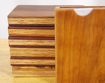 Items similar to Wood Business Card Holder. Cherry Wood Business Card ...