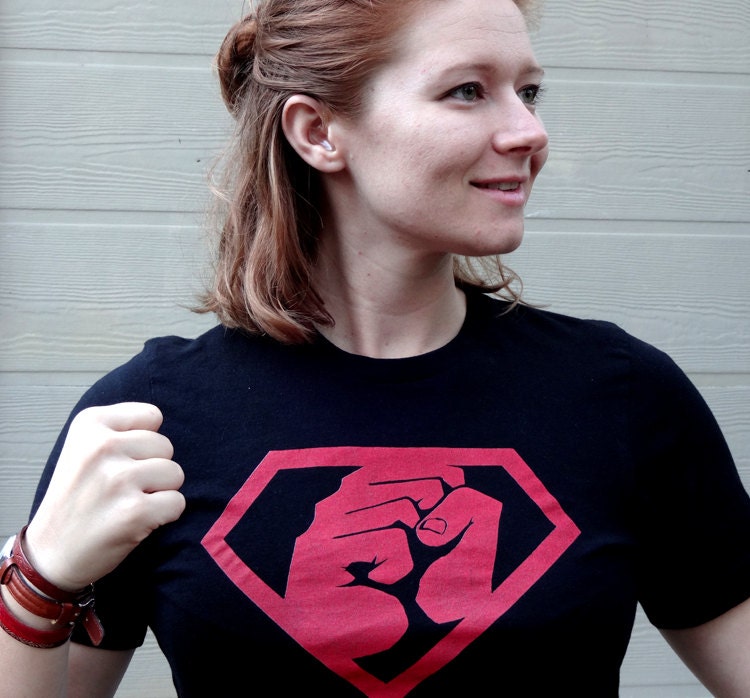 ASL Superhero Superboy or Superman in Black Unisex Tshirt