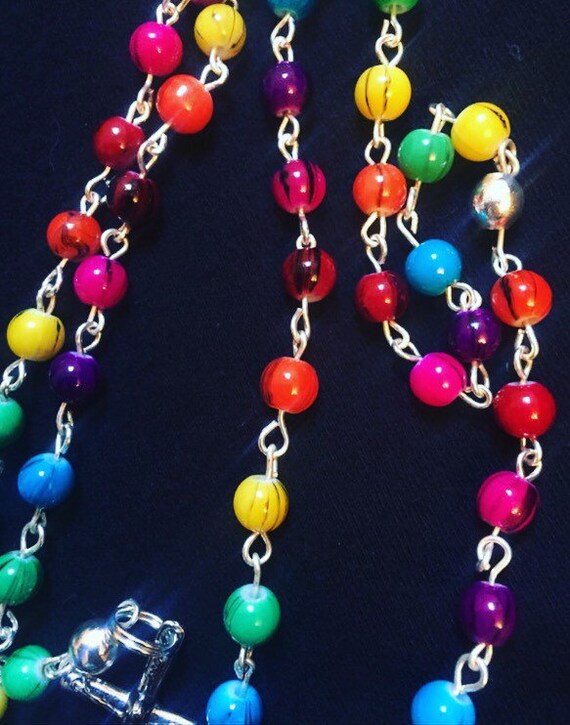 Handmade rosary rainbow catholic rosary prayer beads