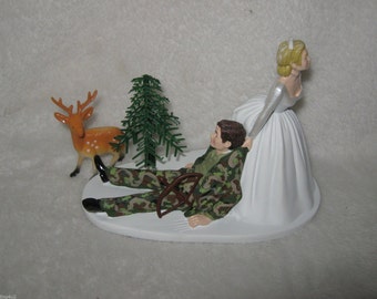 Wedding Reception Party Camo Deer Dark Hair Couple Hunting